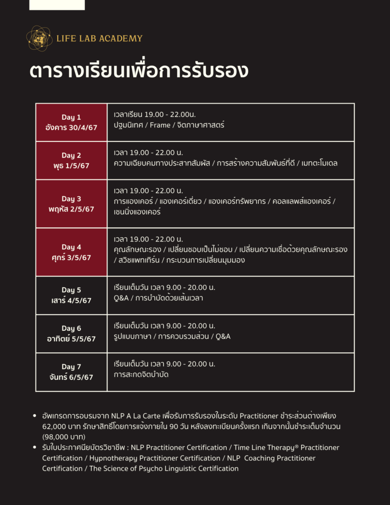 NLP A La Carte - Practitioner Level - Life Lab Academy